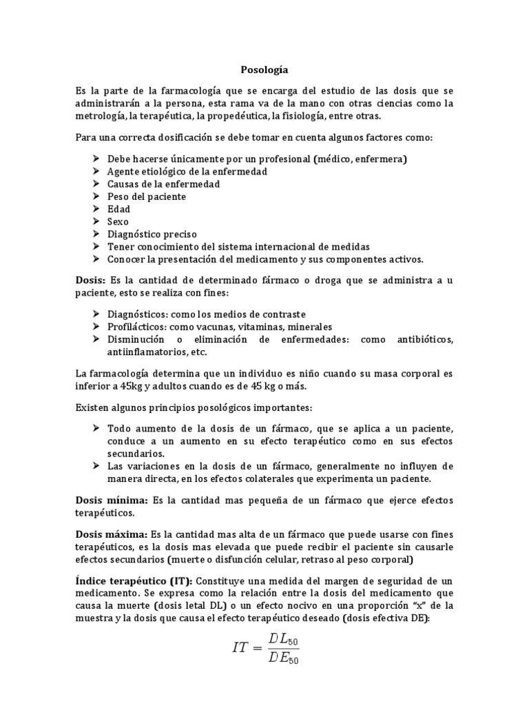 Posología | PDF | Medicamentos con receta | Farmacología