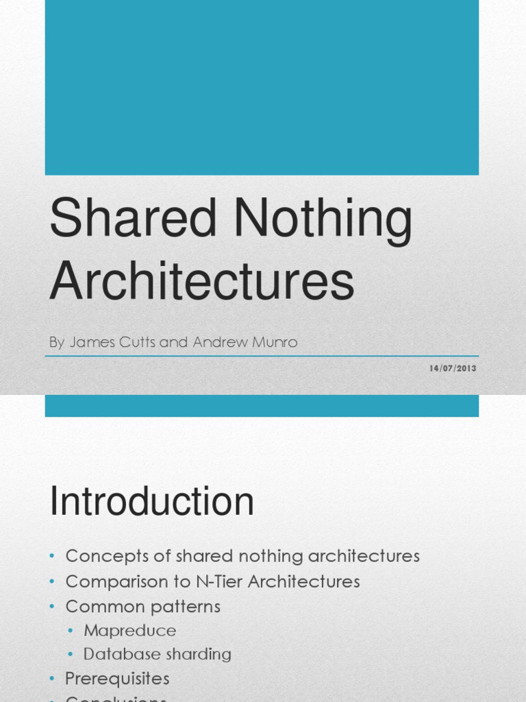 Shared Nothing Architectures | PDF | Scalability | Load Balancing ...