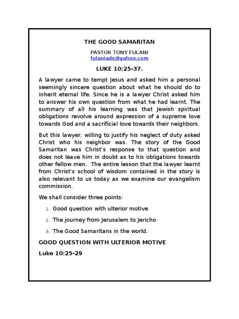 The Good Samaritan | PDF