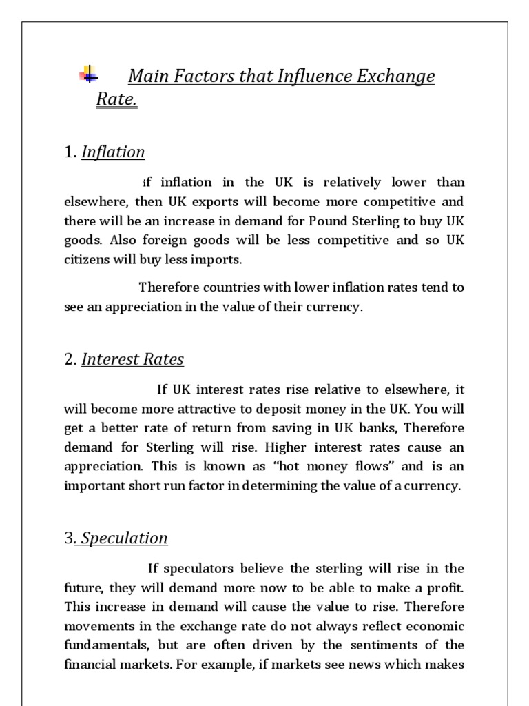 Key Factors Influencing Exchange Rates | PDF
