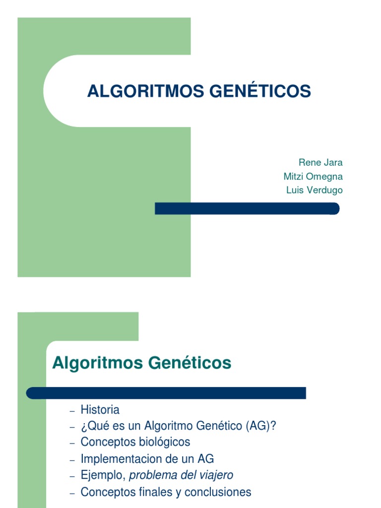 Algoritmos Geneticos - Transparencias | PDF | Algoritmo genético | Gene