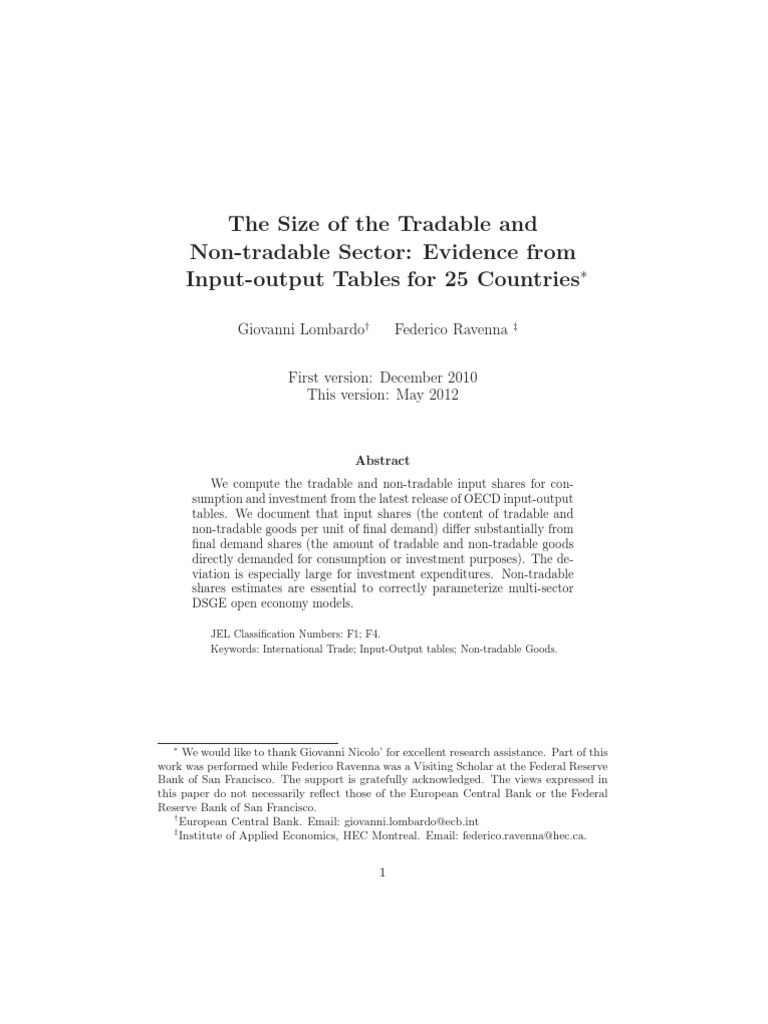 Tradable vs Non-Tradable Goods Analysis | PDF | Gross Output | Input ...