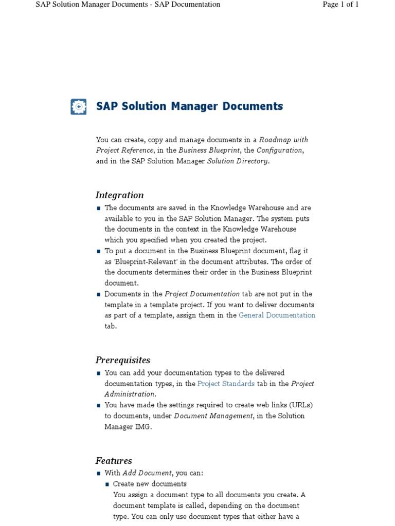 SAP Solution Manager Document Management | PDF