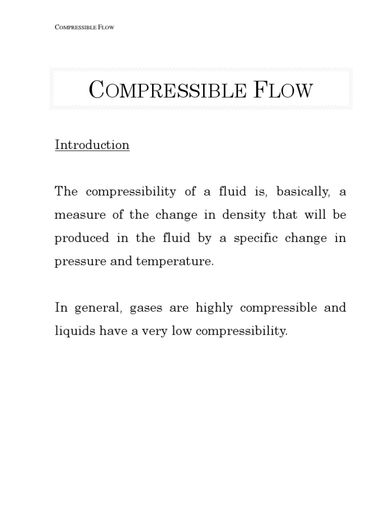 Compressible Fluid Flow | PDF | Fluid Dynamics | Compressible Flow