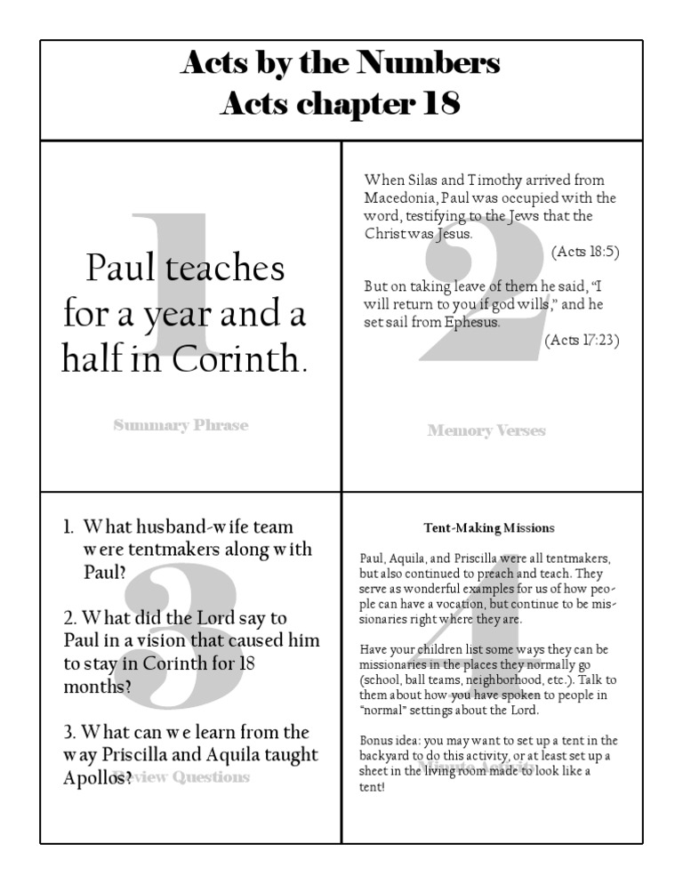 Acts by The Numbers Chapter 18 | PDF