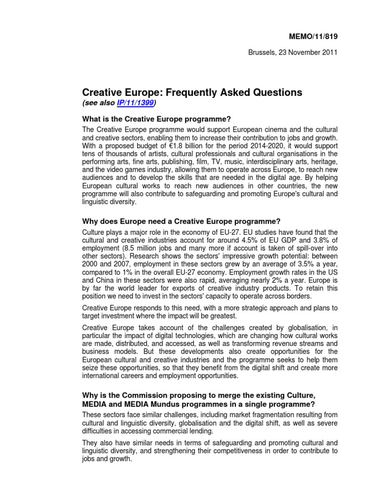 Creative Europe Program Overview | PDF | Social Science | Travel
