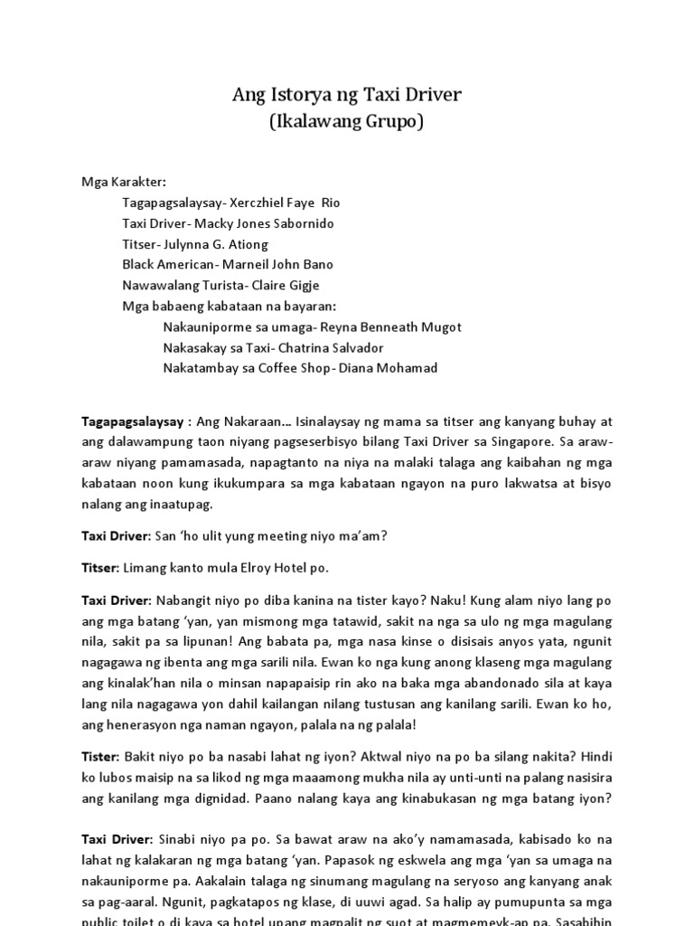 Istorya NG Taxi Driver | PDF