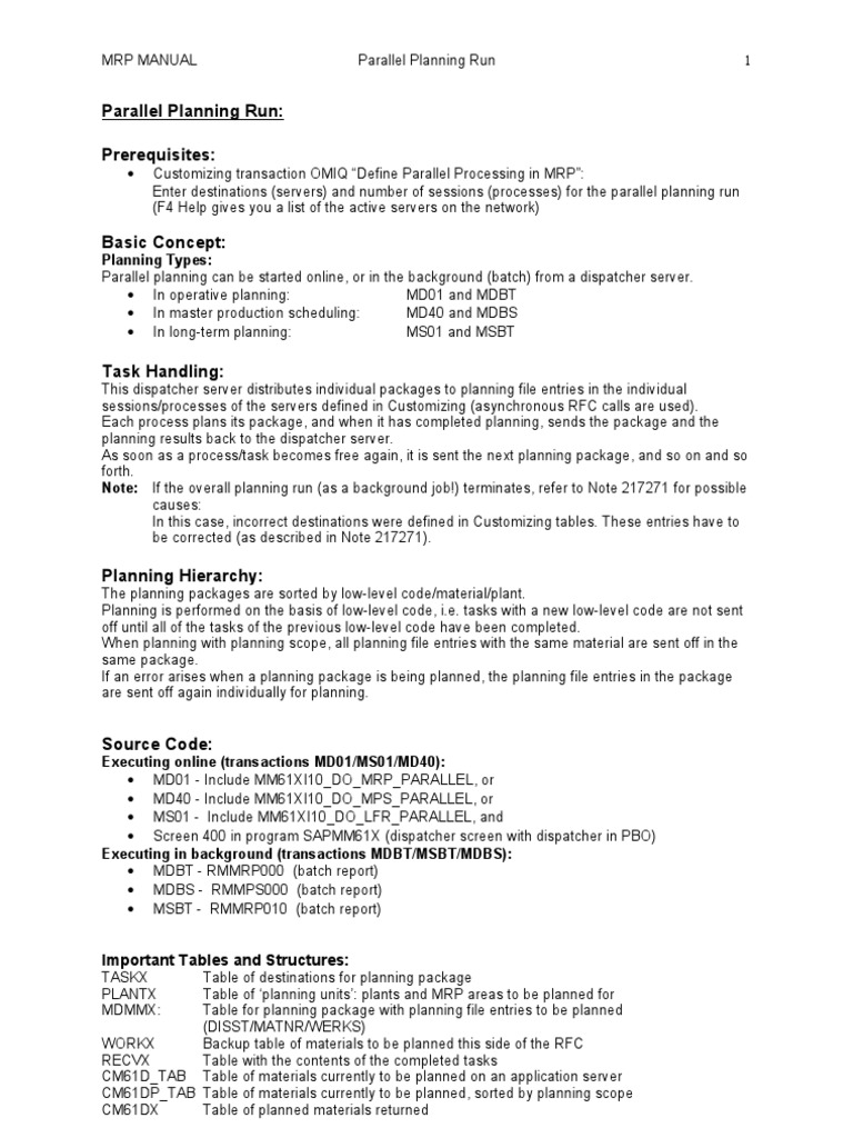 MRP Run Parallel Planning | PDF | Scope (Computer Science) | Server ...