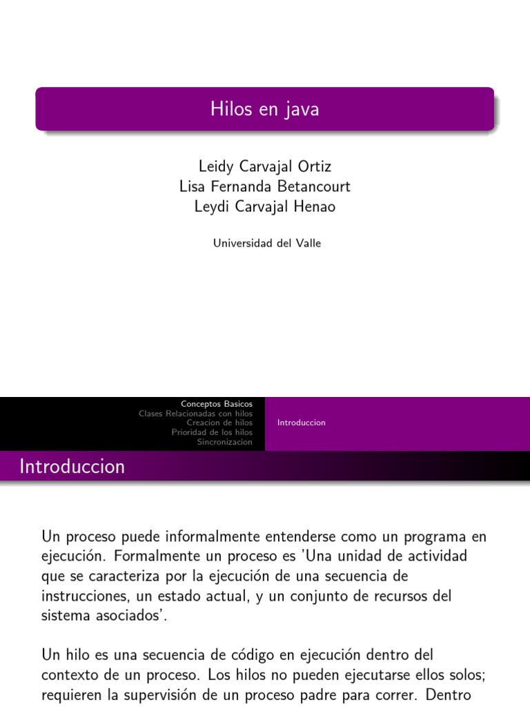 Hilos Java | PDF | Hilo (Computación) | Java (lenguaje de programación)