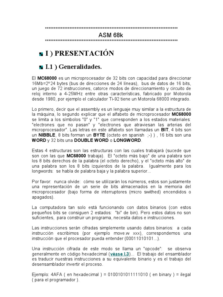 ASM 68k | PDF | Poco | Byte