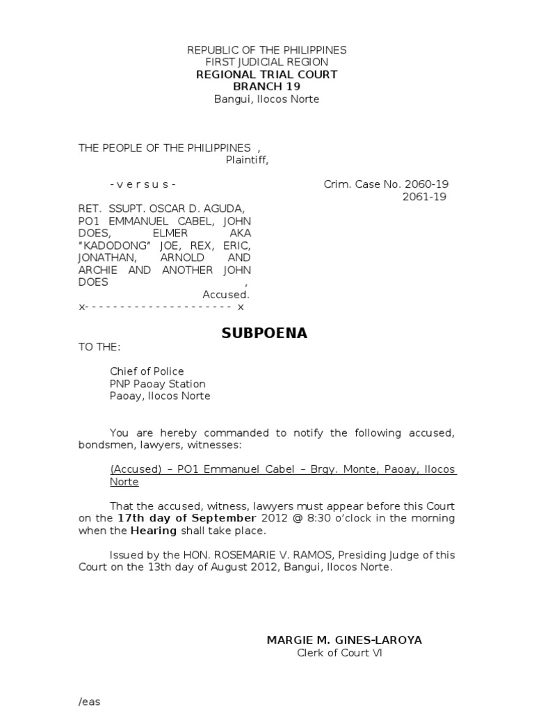 Subpoena | PDF | Judge | Public Law