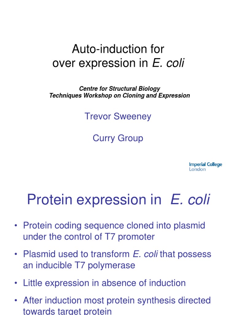 Auto-Induction For Over Expression in E. Coli: Trevor Sweeney Curry ...