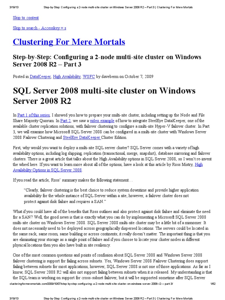 Step-by-Step - Configuring A 2-Node Multi-Site Cluster On Windows Server 2008 R2 - Part 3 ...