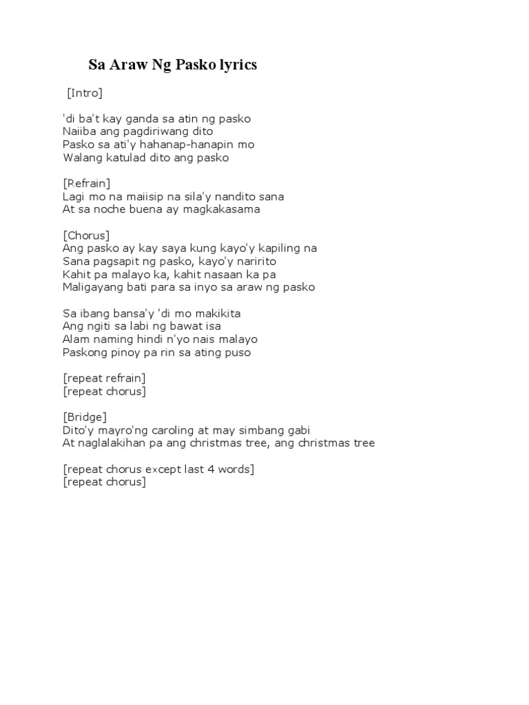 Sa Araw NG Pasko Lyrics | PDF