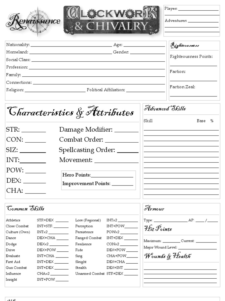 CC2 Character Sheet 2.1 | PDF