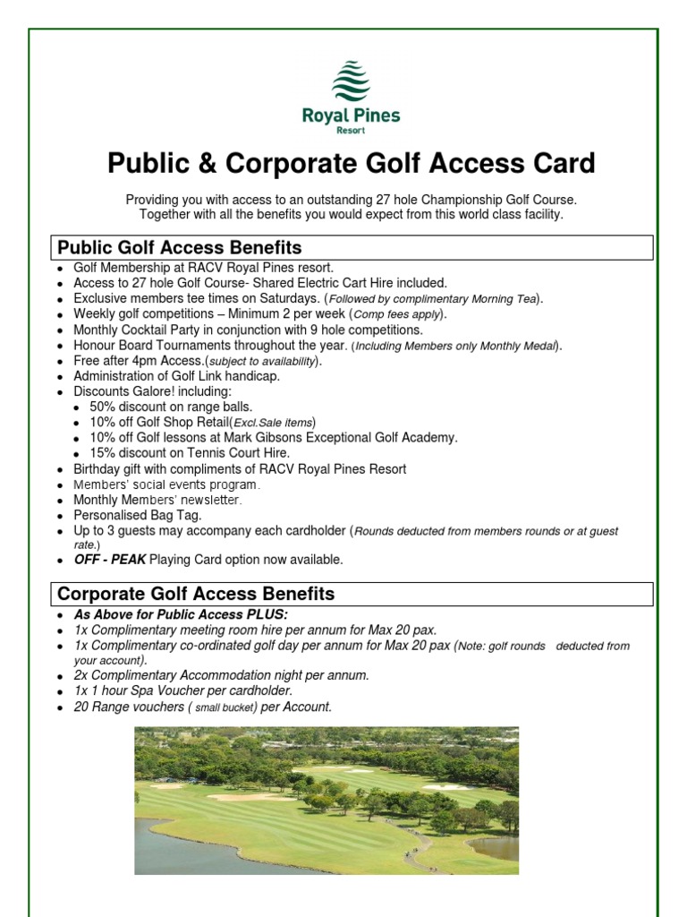 Public & Corporate Golf Access Card | Download Free PDF | Non Alcoholic ...