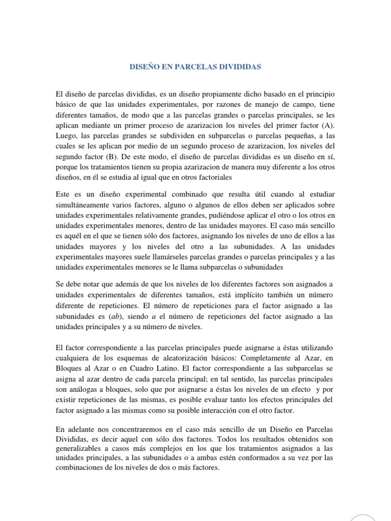 Diseño en Parcelas Divididas | Descargar gratis PDF | Science ...