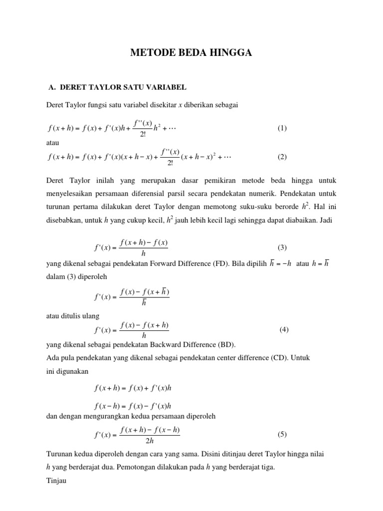 Persamaan Diferensial Beda Hingga | PDF