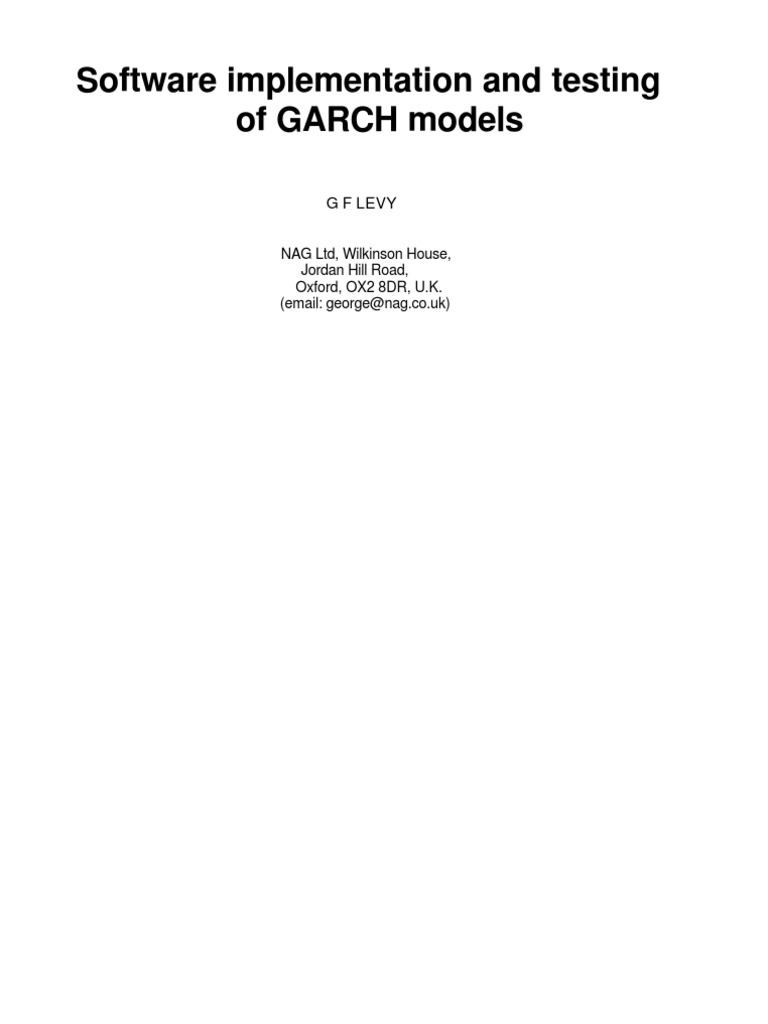 Software Implementation And Testing Of Garch Models Pdf Errors And Residuals Standard Error 