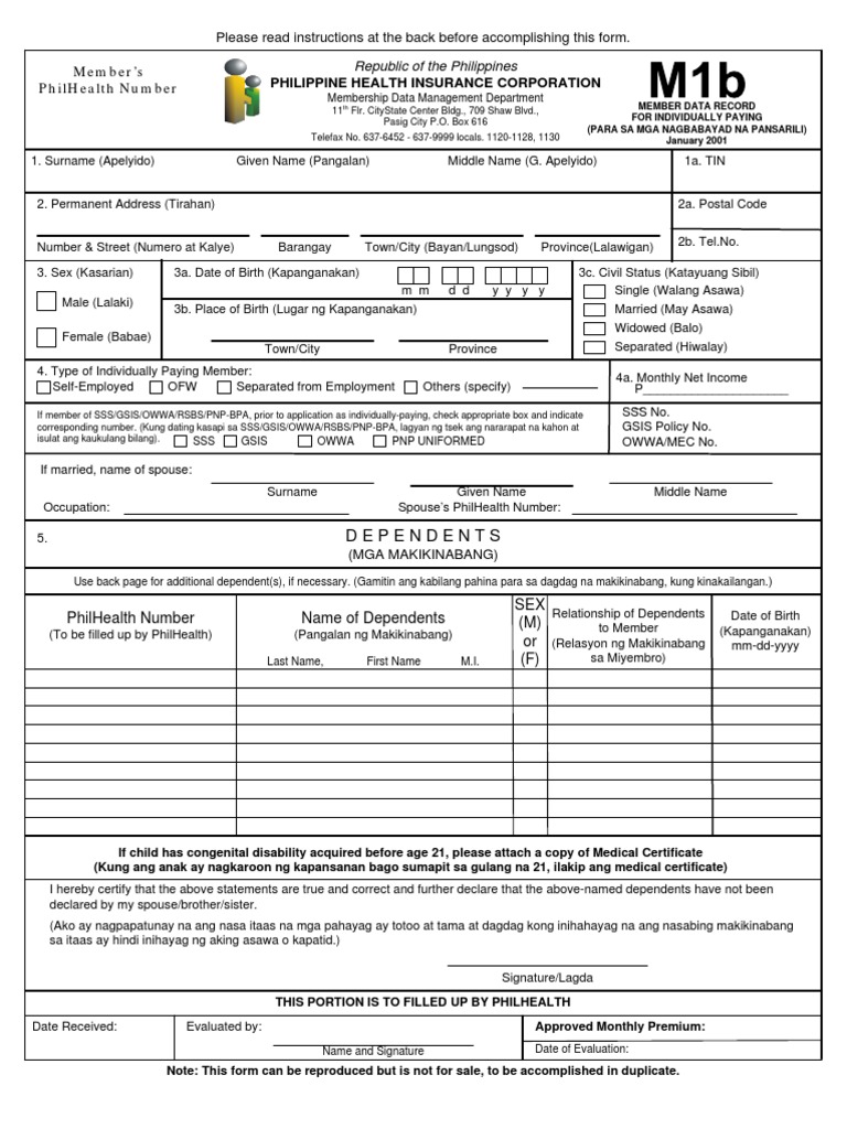 Philhealth m1b | PDF
