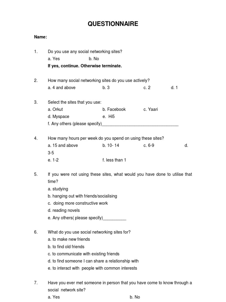 Questionnaire | PDF