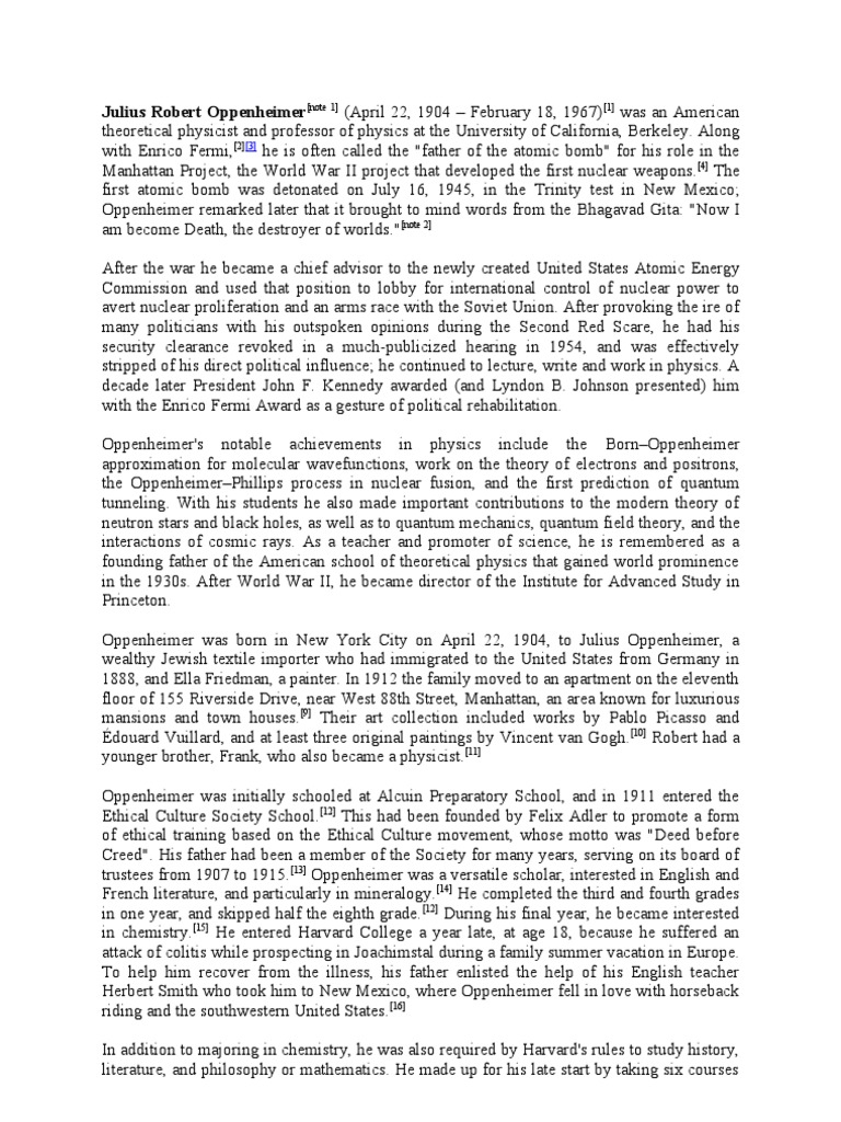 Julius Robert Oppenheimer: (Note 1) | PDF | Nuclear Physics | Physics