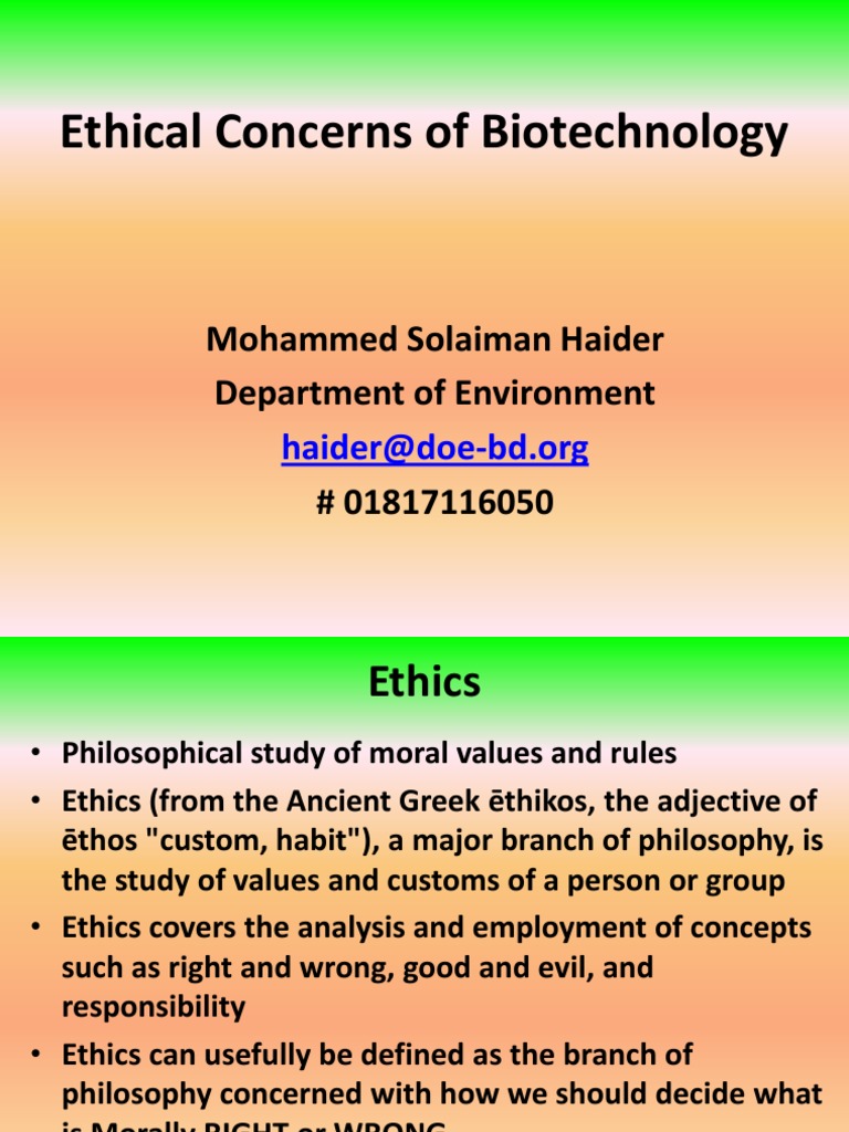 Ethical Issues In Biotechnology