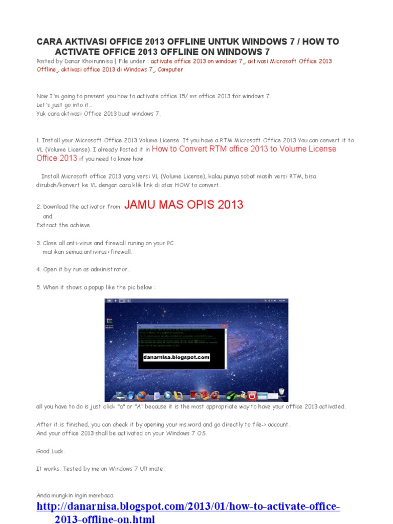 Cara Aktivasi Office 2013 Offline | PDF | Microsoft Office 2013 | Windows 7