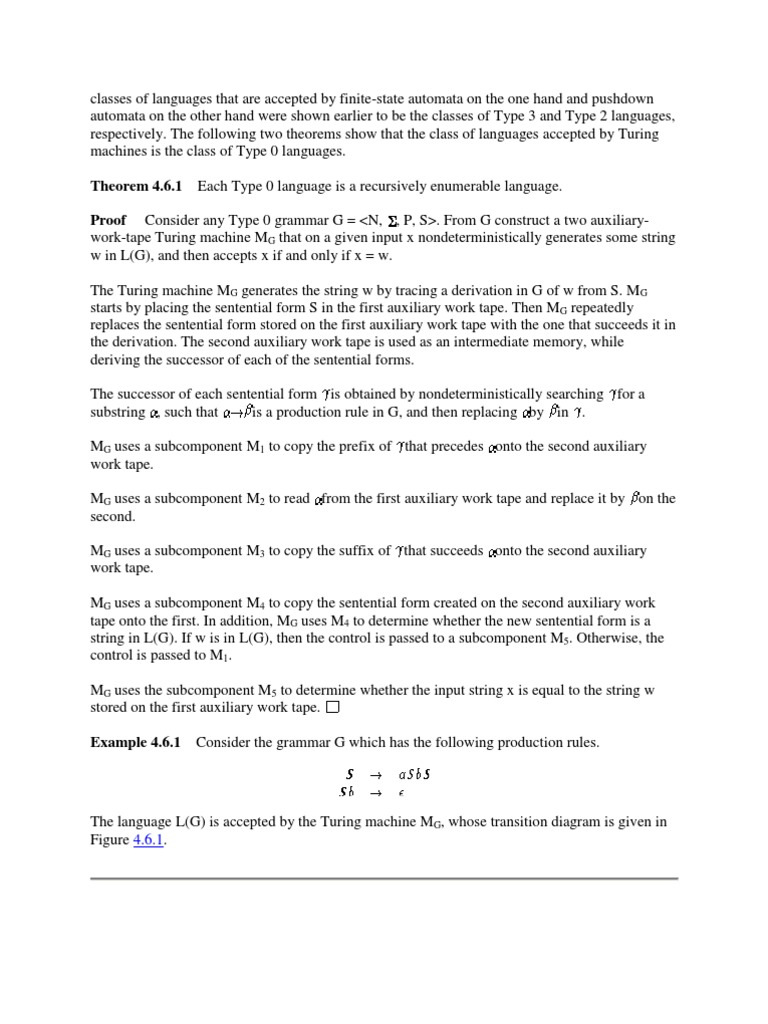 Theorem 4.6.1 Each Type 0 Language Is A Recursively Enumerable Language ...