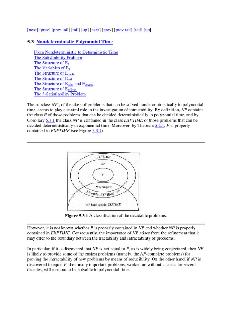 Nondeterministic Polynomial Time: Figure 5.3.1 A Classification of The Decidable Problems | PDF ...