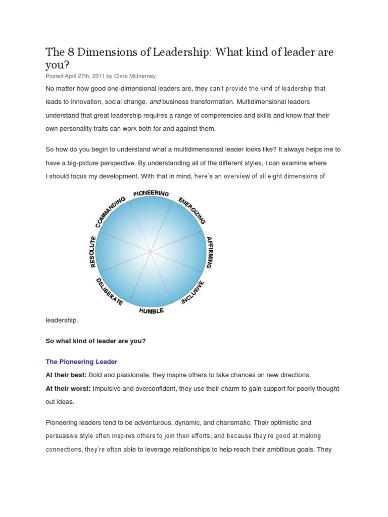 The 8 Dimensions of Leadership | PDF | Leadership | Applied Psychology