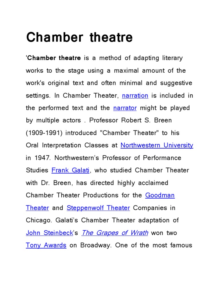 Chamber Theatre | PDF