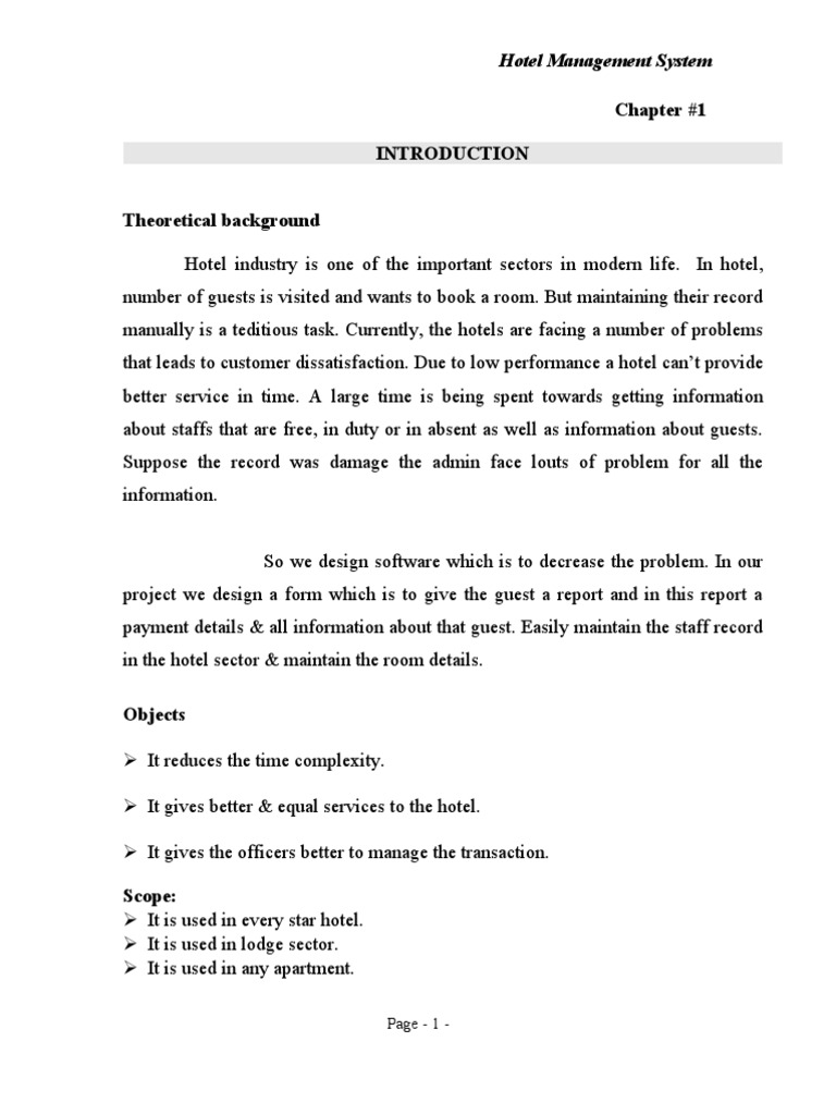 Overview of Hotel Management System | PDF | Data Model | Computer ...
