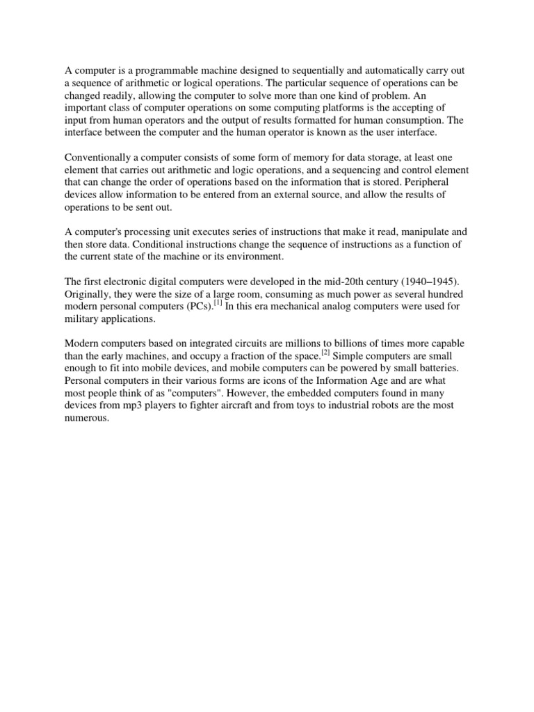 A Computer Is A Programmable Machine Designed To Sequentially and ...