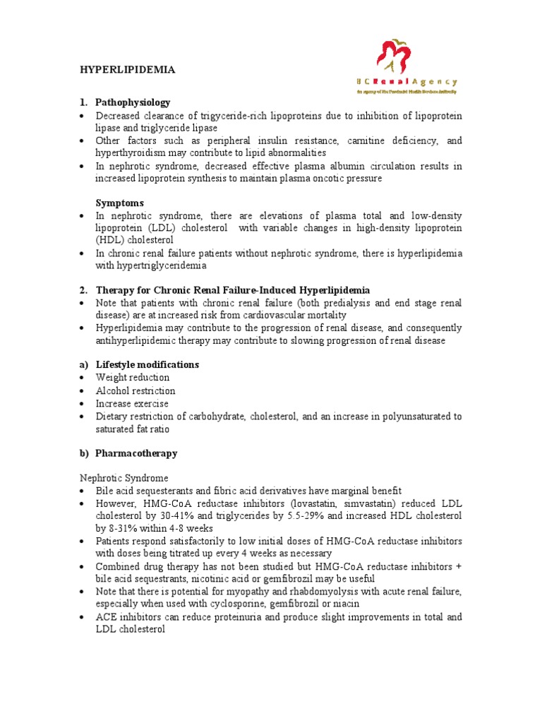 Hyperlipidemia 1. Pathophysiology | PDF | Cholesterol | High Density ...