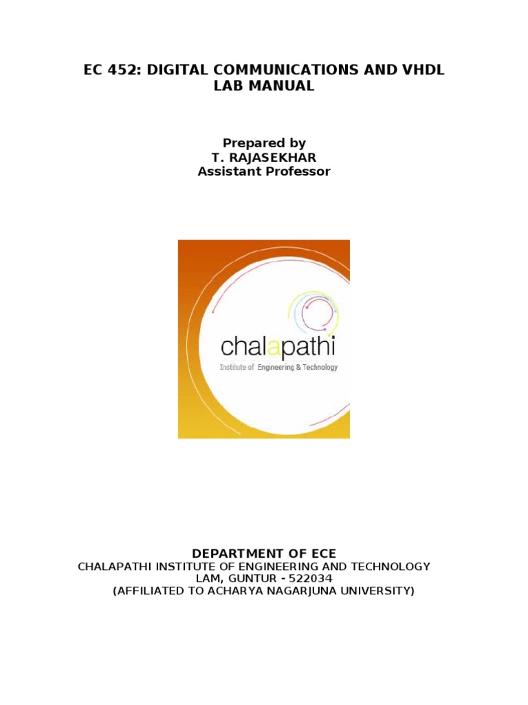 Ec 452 DC & VHDL Lab Manual Final | PDF | Modulation | Physical Layer Protocols