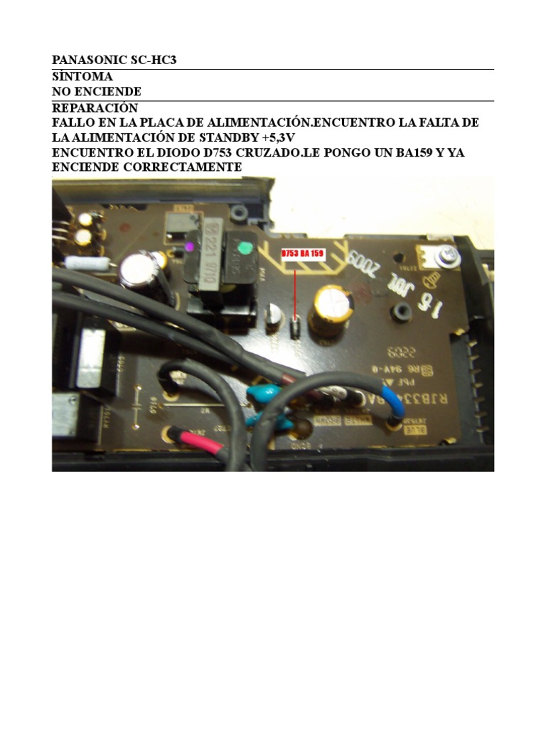 Panasonic SC-HC3 No Enciende PDF | PDF