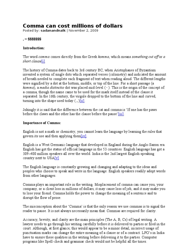 Comma Can Cost Millions of Dollars | PDF