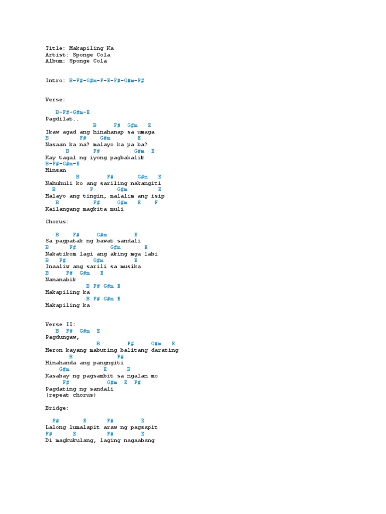 Makapiling Ka (Chords) by Sponge Cola | PDF