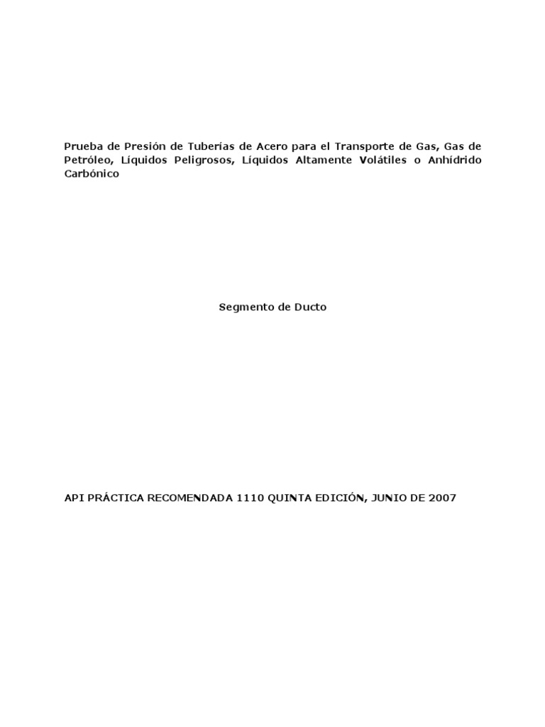 Api 1110 .. | PDF | Tubería (transporte de fluidos) | Gases