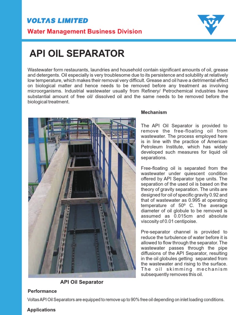 Api Oil Separator: Mechanism | PDF | Sewage Treatment | Petroleum