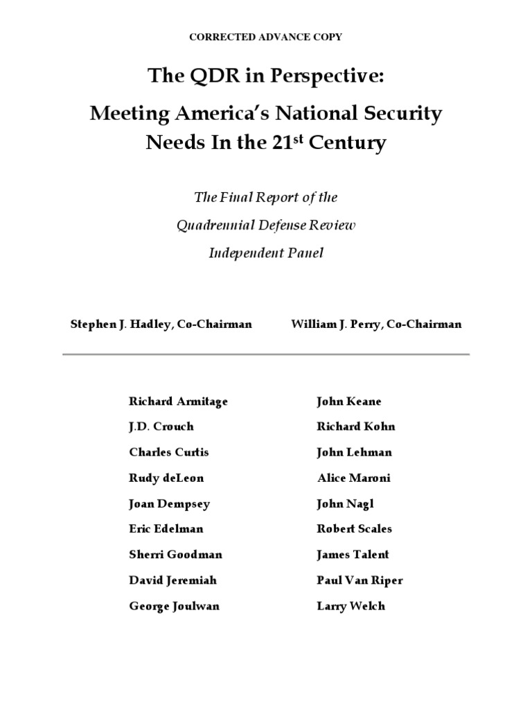 QDR Perspective Report | PDF | Military | United States Department Of ...