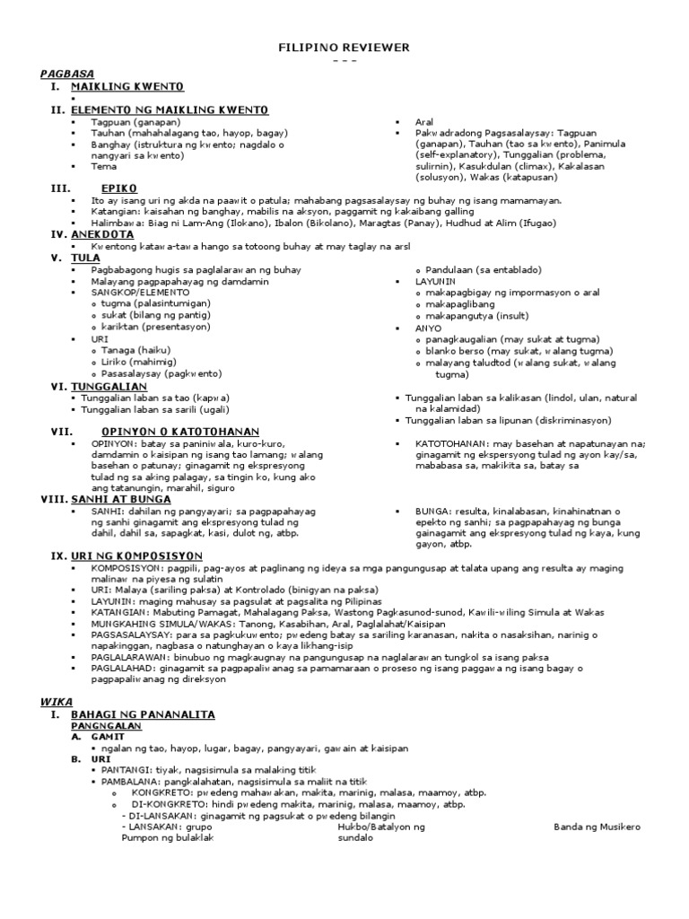 G Filipino Reviewer | PDF