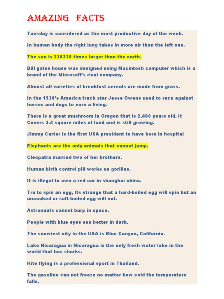 Amazing Facts | PDF | Planets | Jupiter