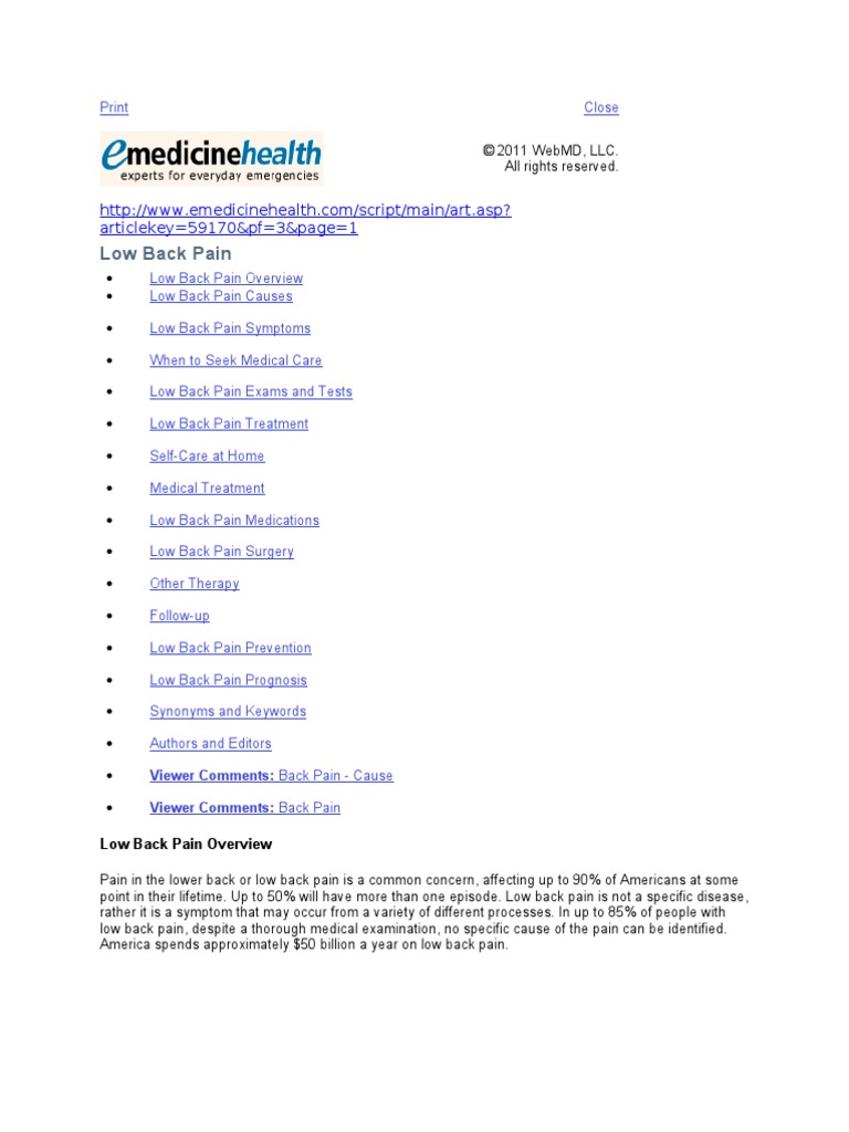 LBP Emedicine | PDF | Nonsteroidal Anti Inflammatory Drug | Back Pain