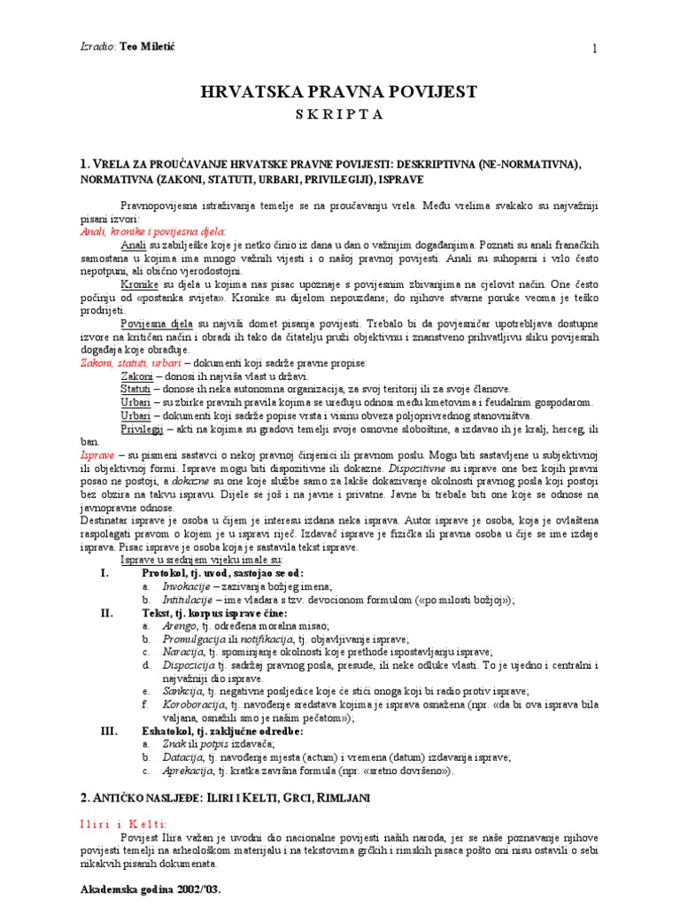 Hrvatska Pravna Povijest | PDF