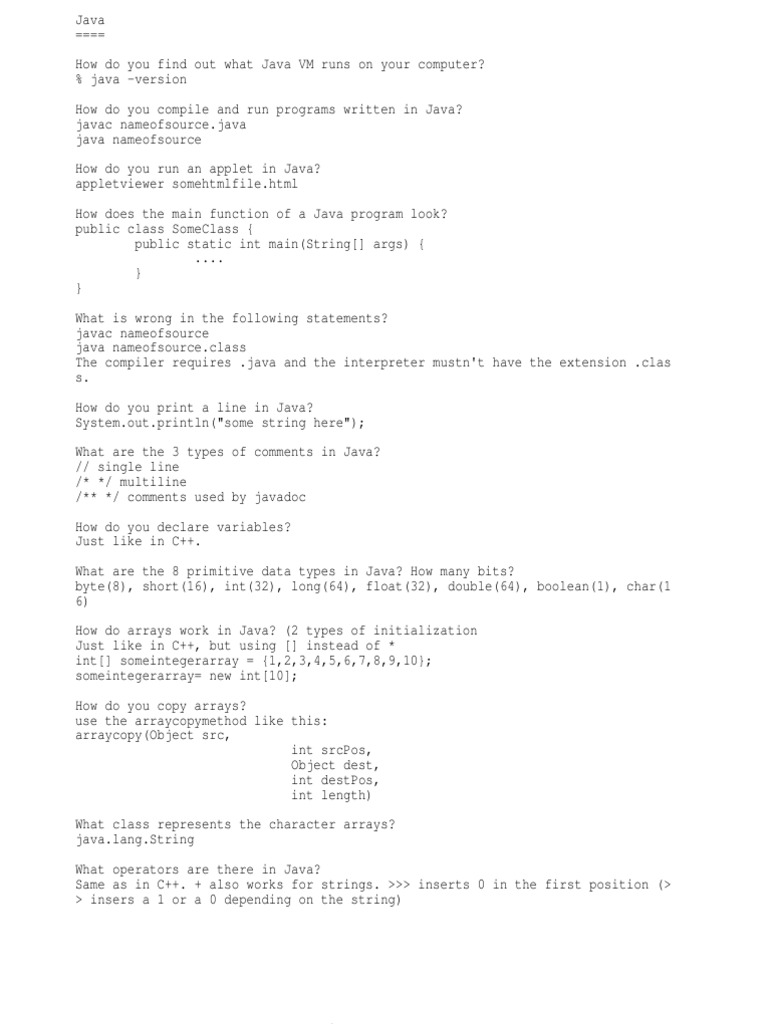 Java Flash Card | Download Free PDF | Class (Computer Programming ...