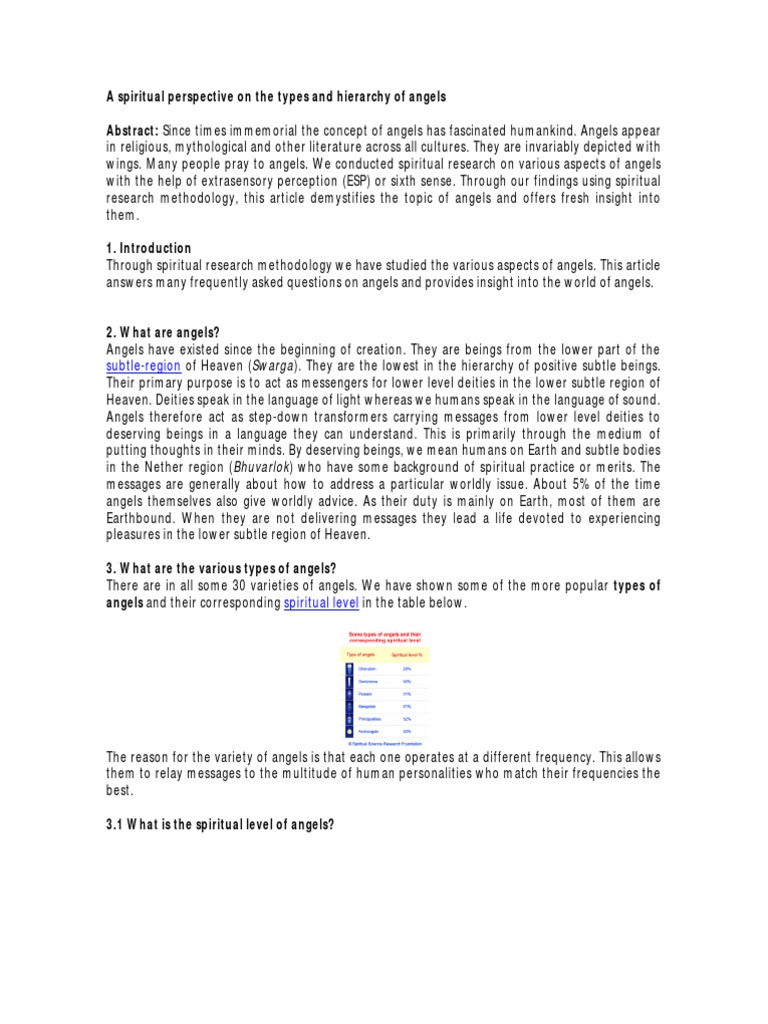 A Spiritual Perspective On The Types and Hierarchy of Angels PDF | PDF ...