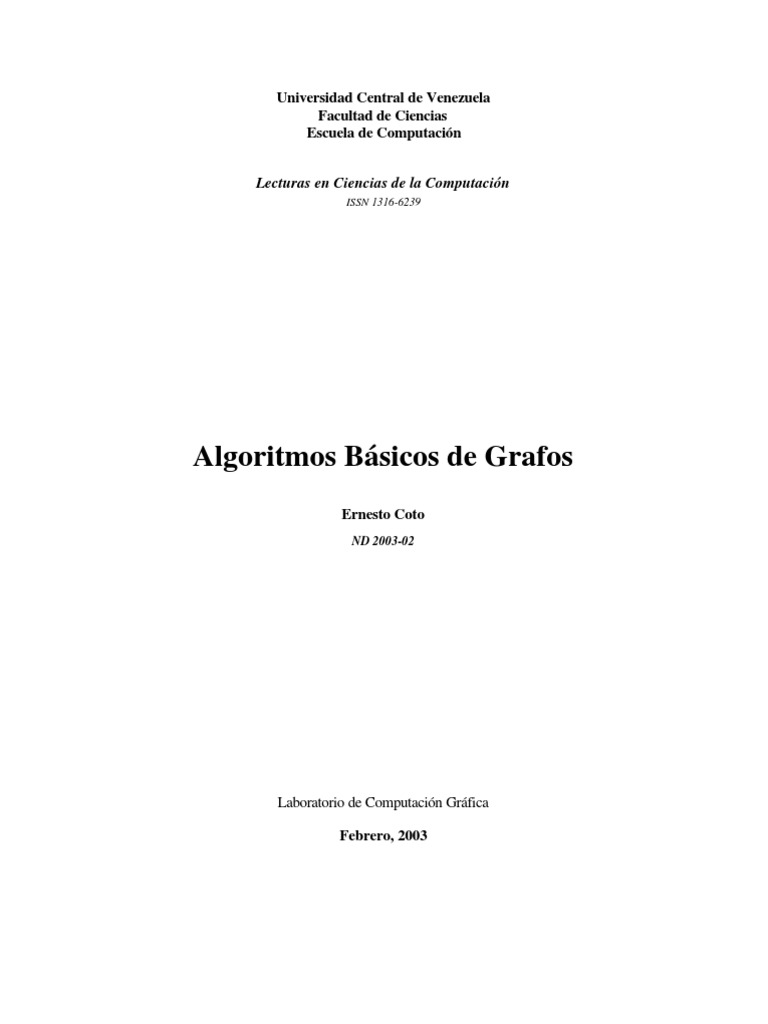Grafos Algoritmos Basicos | PDF | Teoría de grafos | Vértice (teoría de ...