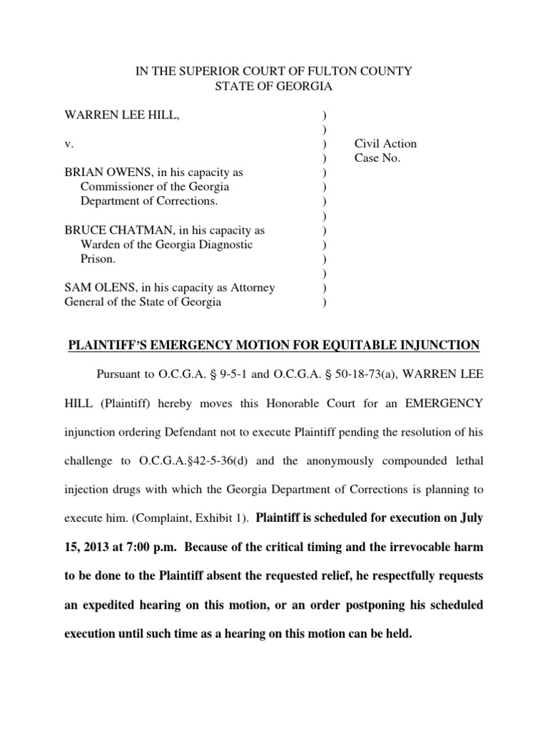 Hill Emergency Motion For Injunction | PDF | United States Constitution ...